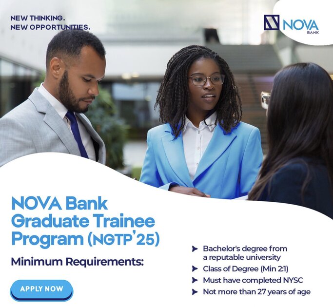 Nova bank graudate trainee program Opportunities For Africans